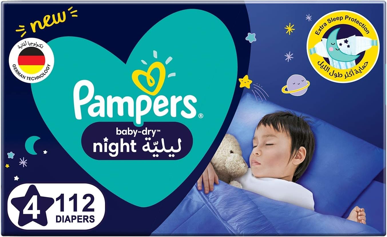 Pampers Baby-Dry Night Diapers, size 4, 10-15kg, 112 Count: Buy Online ...