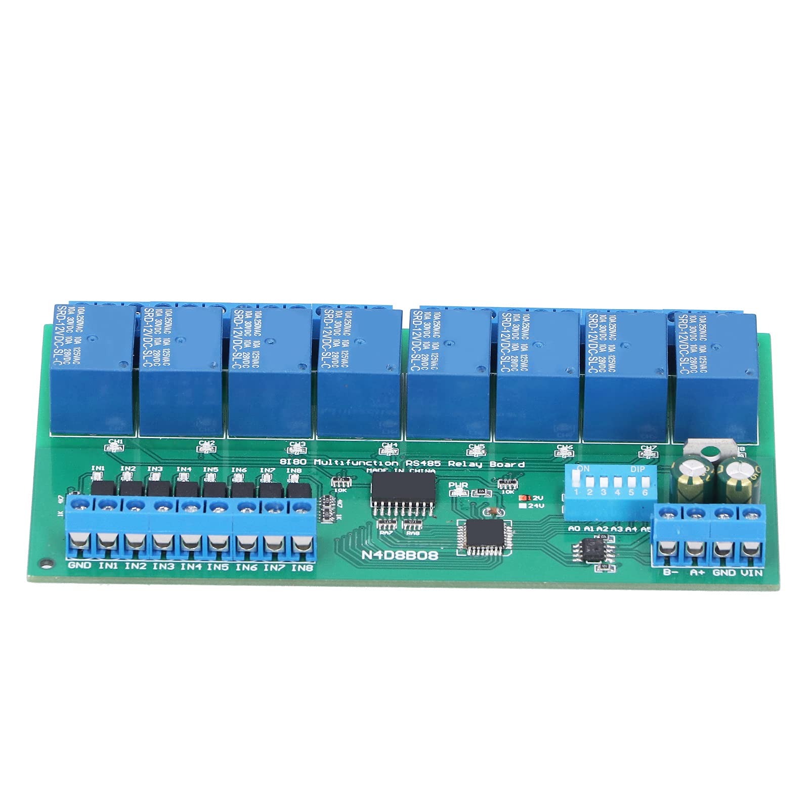 Buy 12V Relay Module 8 Input 8 Output MODBUS RTU RS485 Relay Module DIN35 Rail PLC Expansion ...