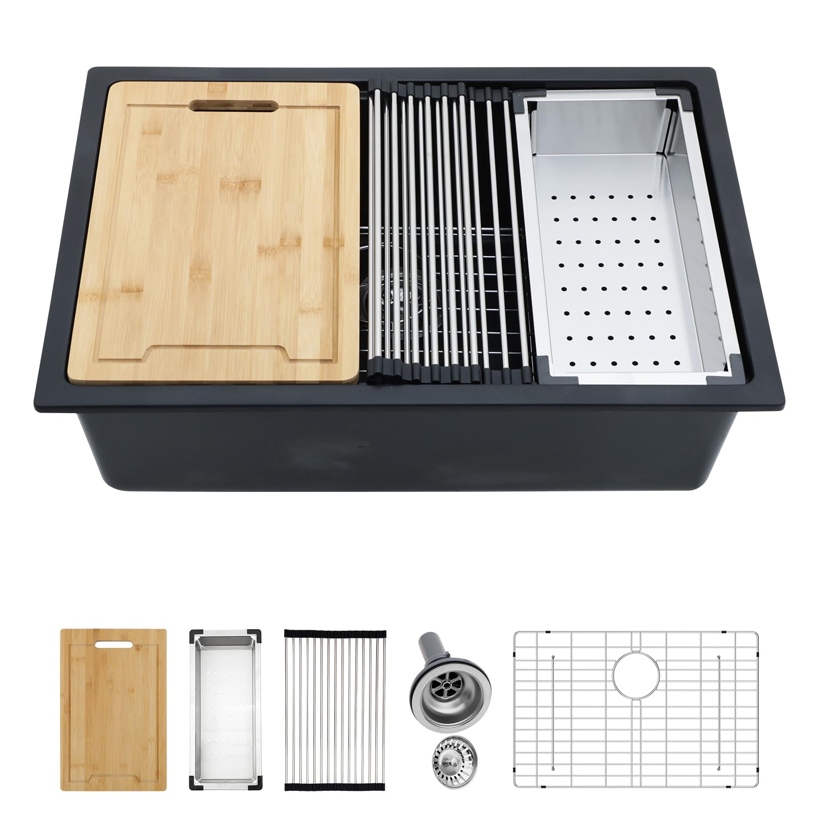 Snapklik.com : Kichae 30 Inch Granite Composite Undermount Kitchen Sink