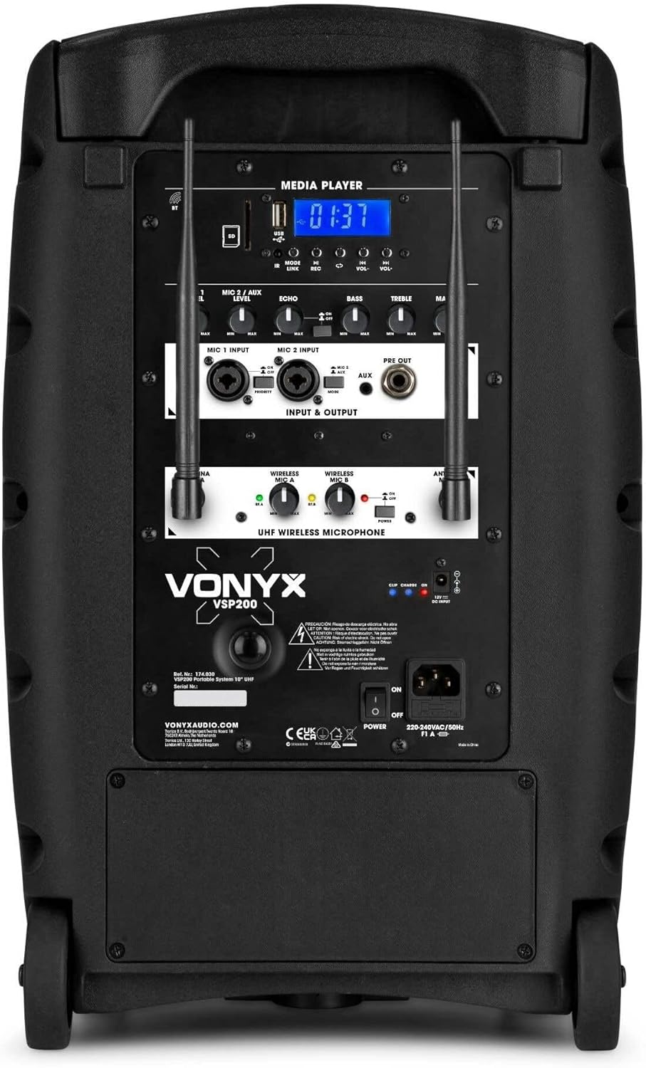 Vonyx VSP200 200W Portable Self-Amplified Speaker User Manual