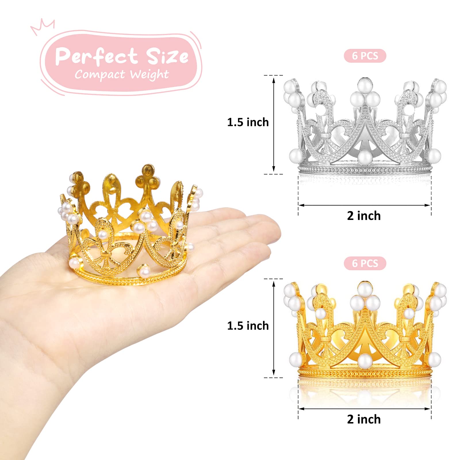 Snapklik.com : 12 Pcs Crown Cake Topper, Mini Crown Queen Princess ...
