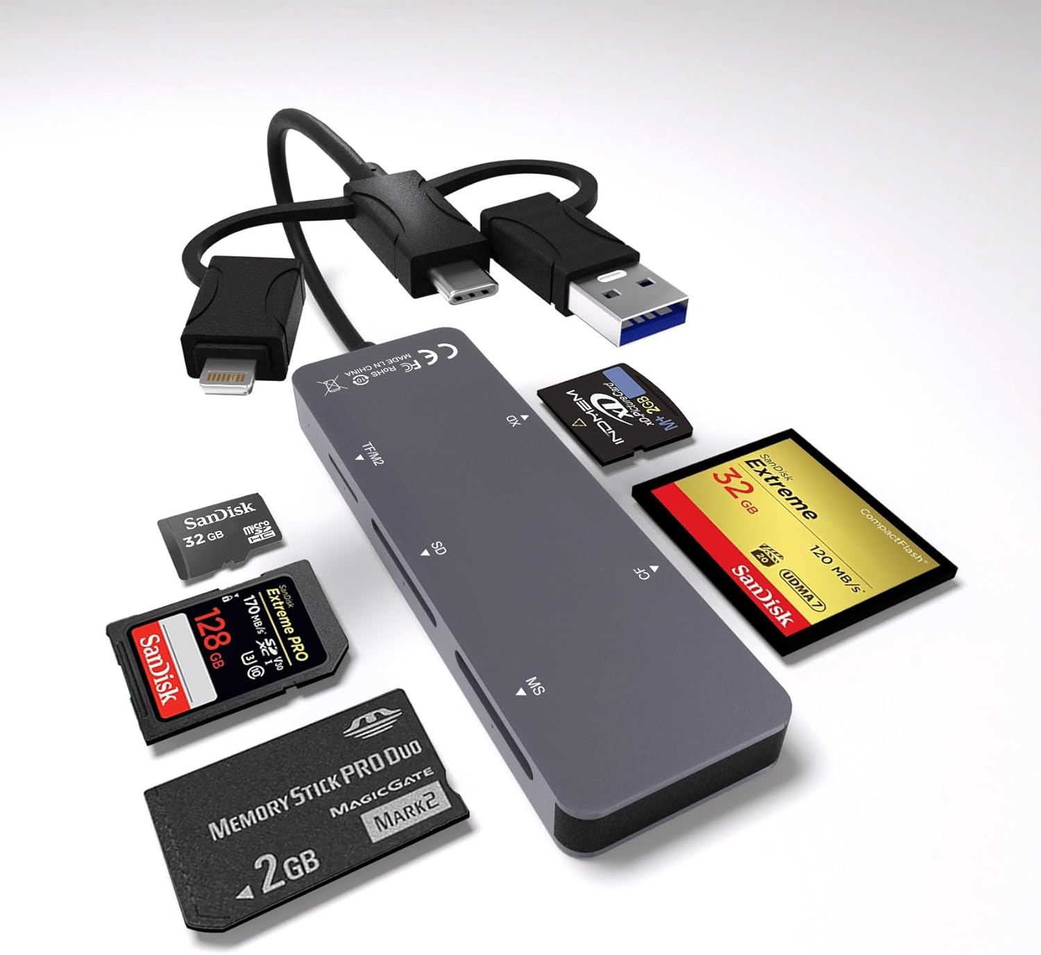 Amazon.com: Memory Stick Pro Duo Adapter - 5 in 1 Aluminum Multi Memory ...