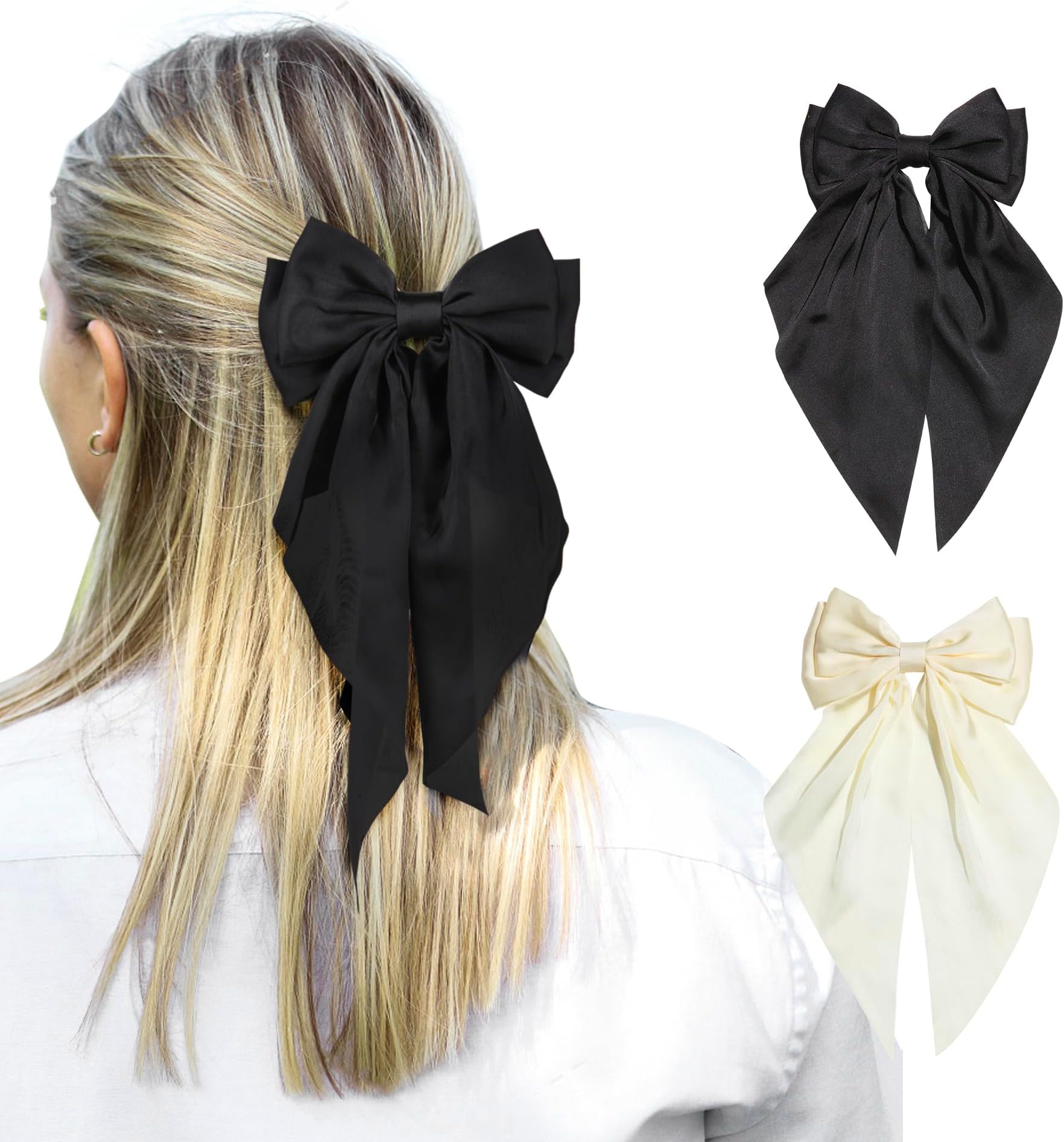 Amazon.com : Women's Hair Accessories - Stylish Black and White Bows ...