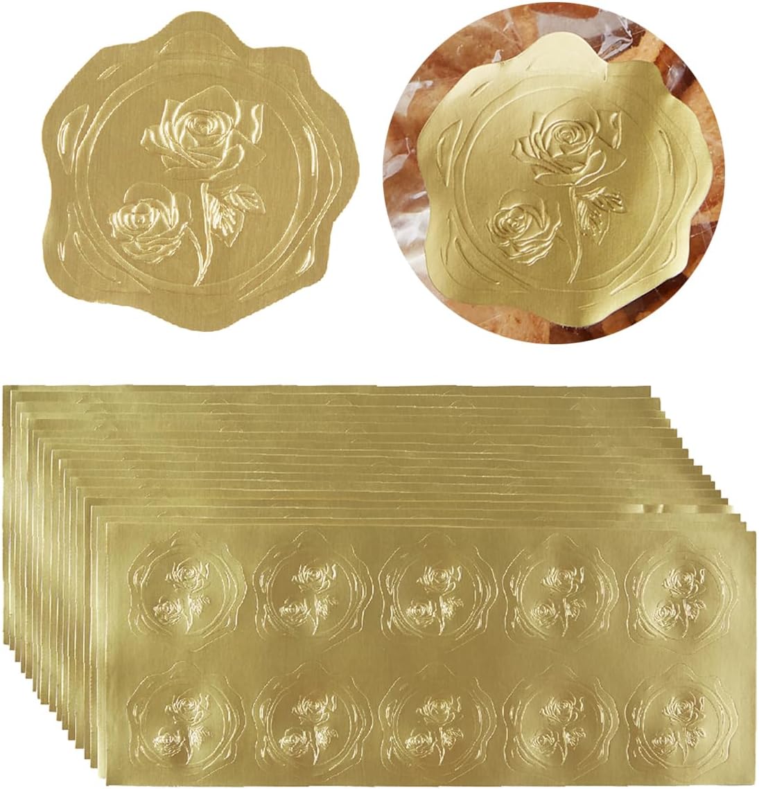 Amazon.com: 300 Pieces Embossed Gold Foil Stickers Gold Stickers for ...