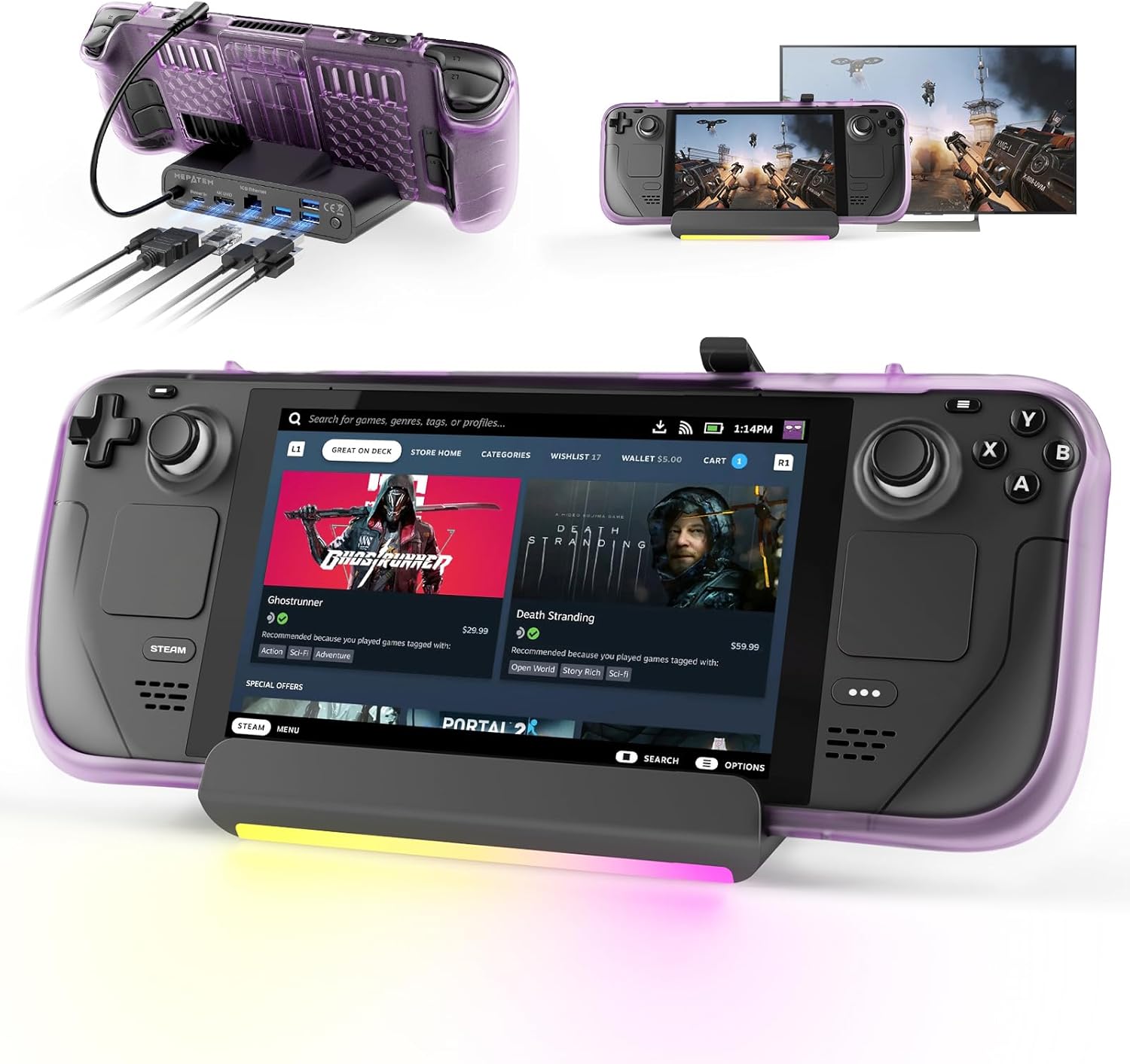 Amazon.com: Docking Station Steam Deck Dock: 6-in-1 Hub RGB Steam Deck ...