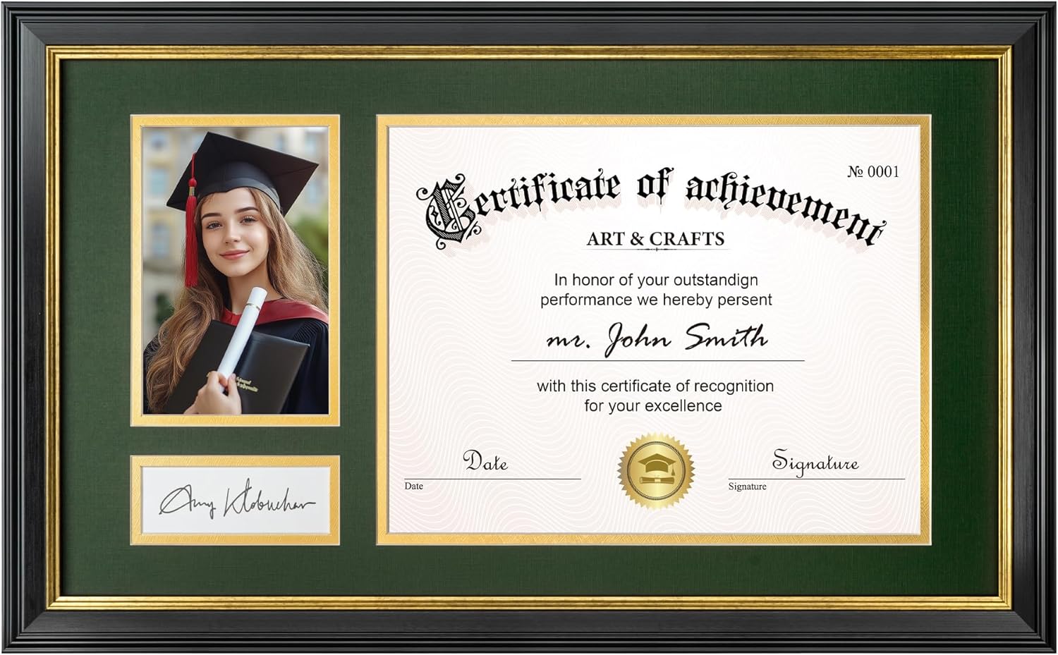 Amazon.com - Yaetm 11x19 Diploma Frame for 8.5x11 Certificate & 4x6 ...