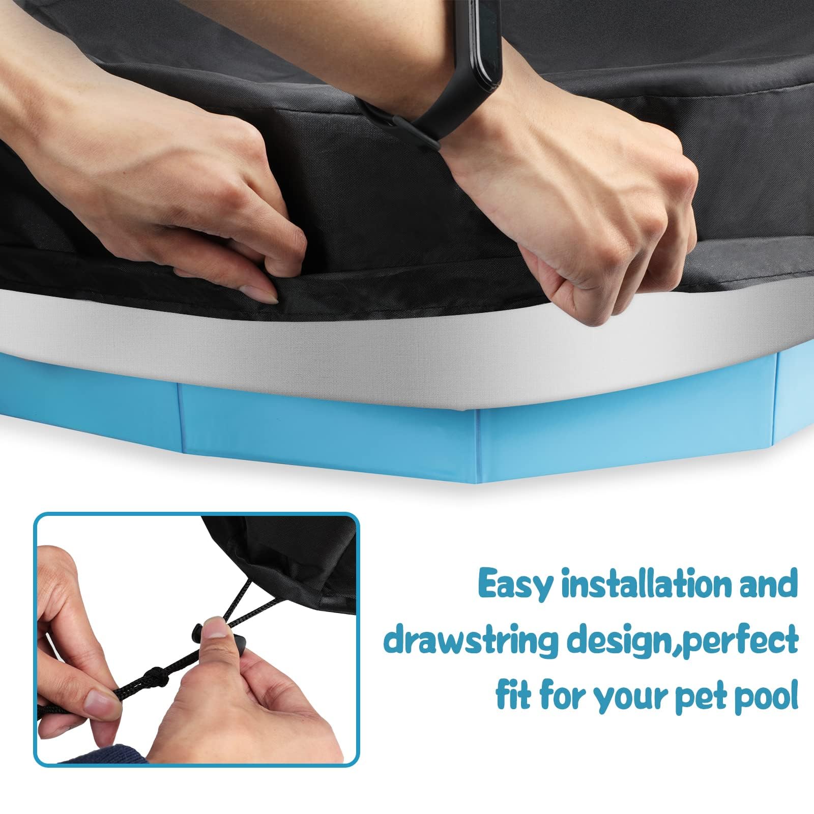 Snapklik.com : Dog Pool Cover Foldable Round Pool Pet Collapsible ...