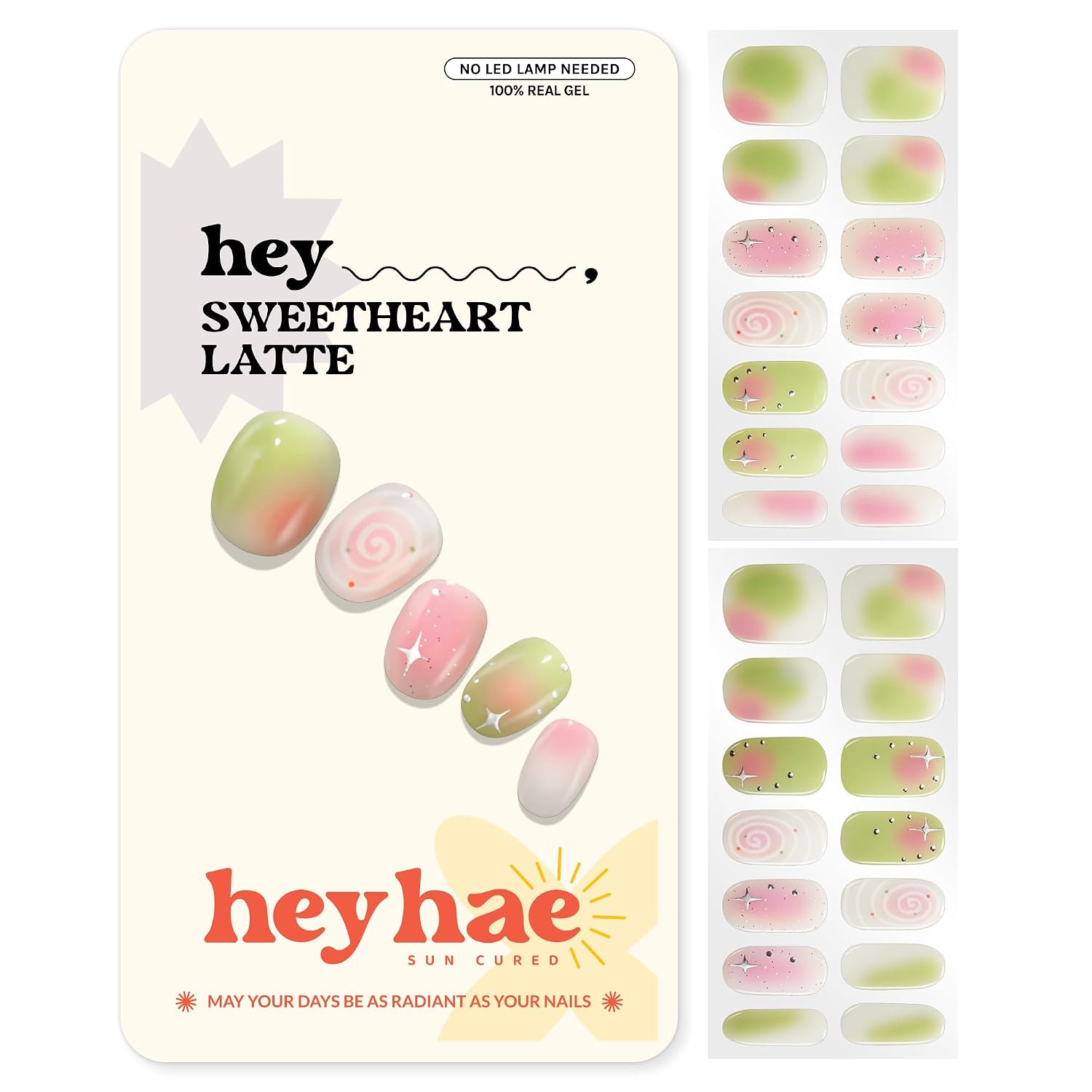 Amazon.com: Heyhae Semi Cured Gel Nail Strips | No LED Lamp Needed ...