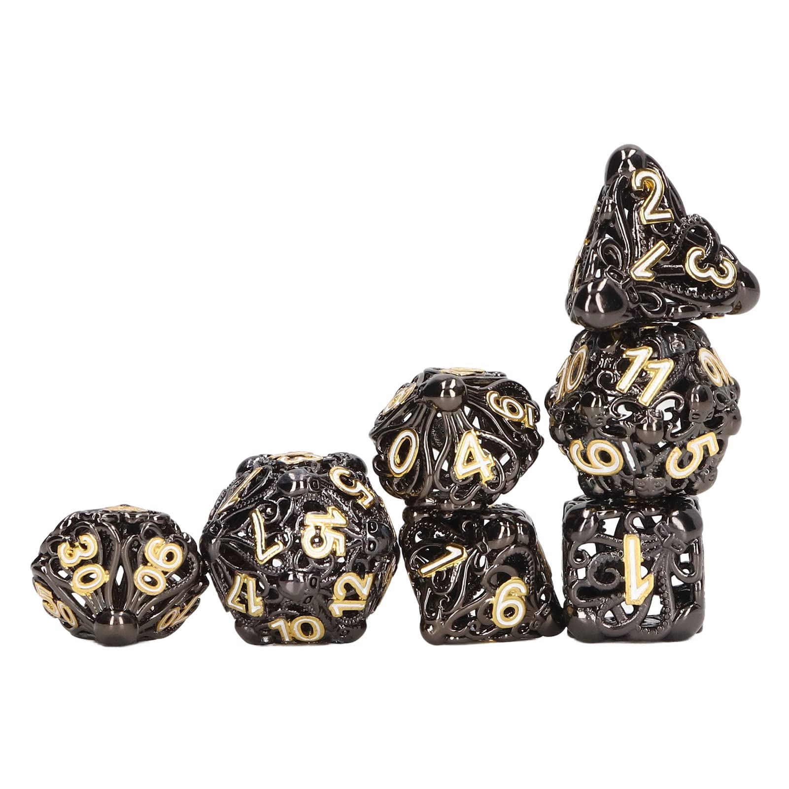 Buy DND Metal Dice Set, 7pcs Octopus Shape Hollow Polyhedral Brass ...