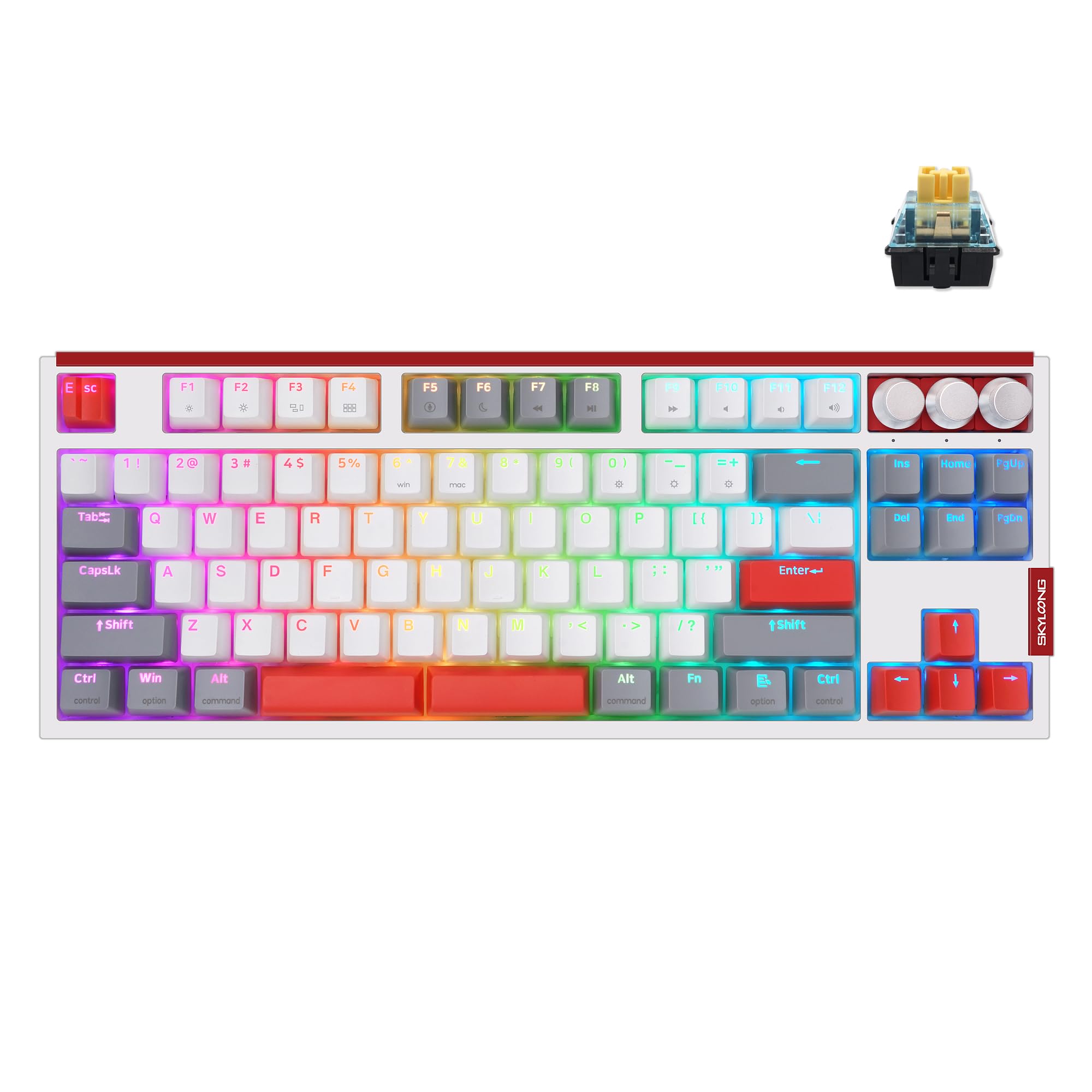 SKYLOONG GK87 RGB Custom Keyboard Gaming - QMK/VIA Programmable ...