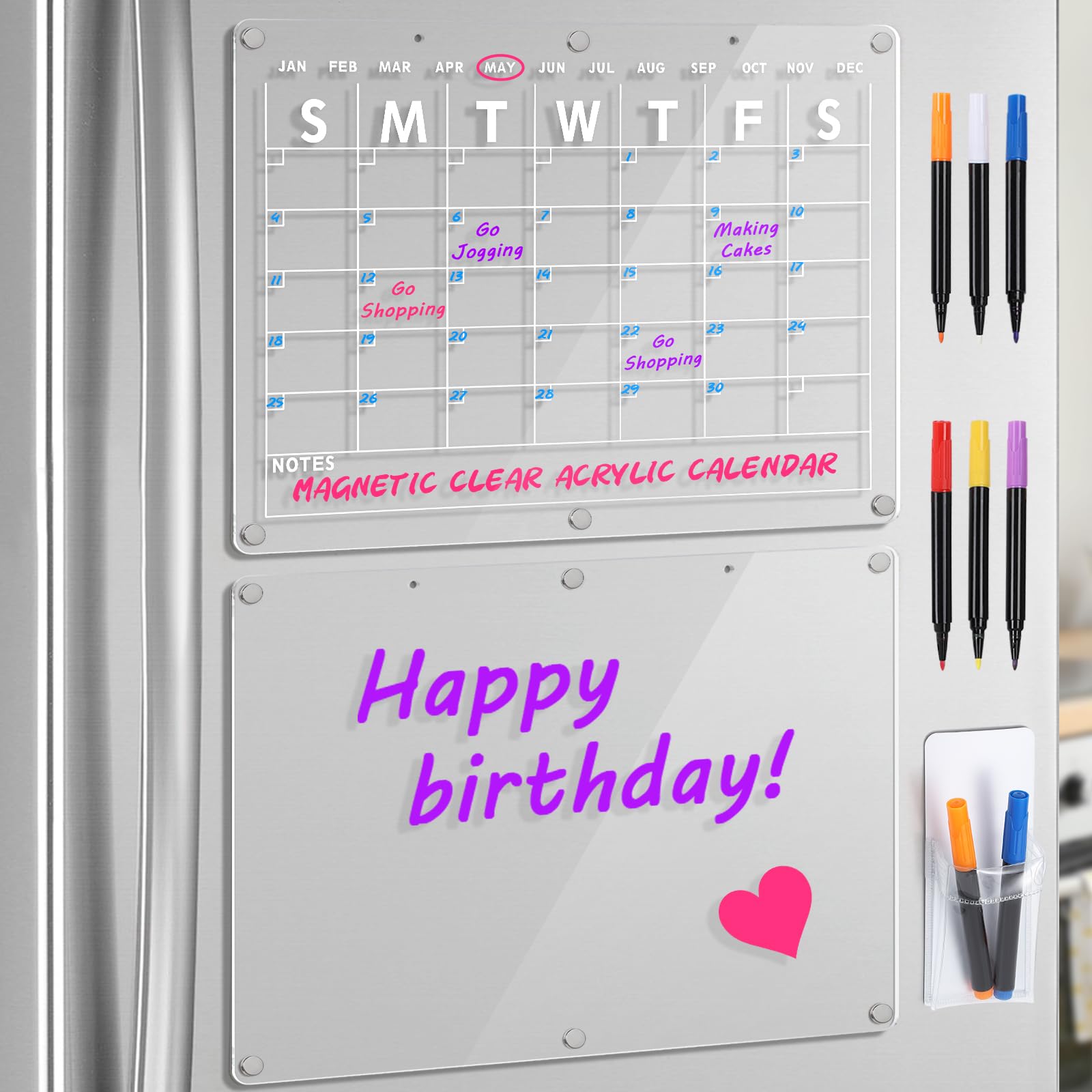 Snapklik.com : Acrylic Magnetic Dry Erase Board Calendar For Fridge 2 ...