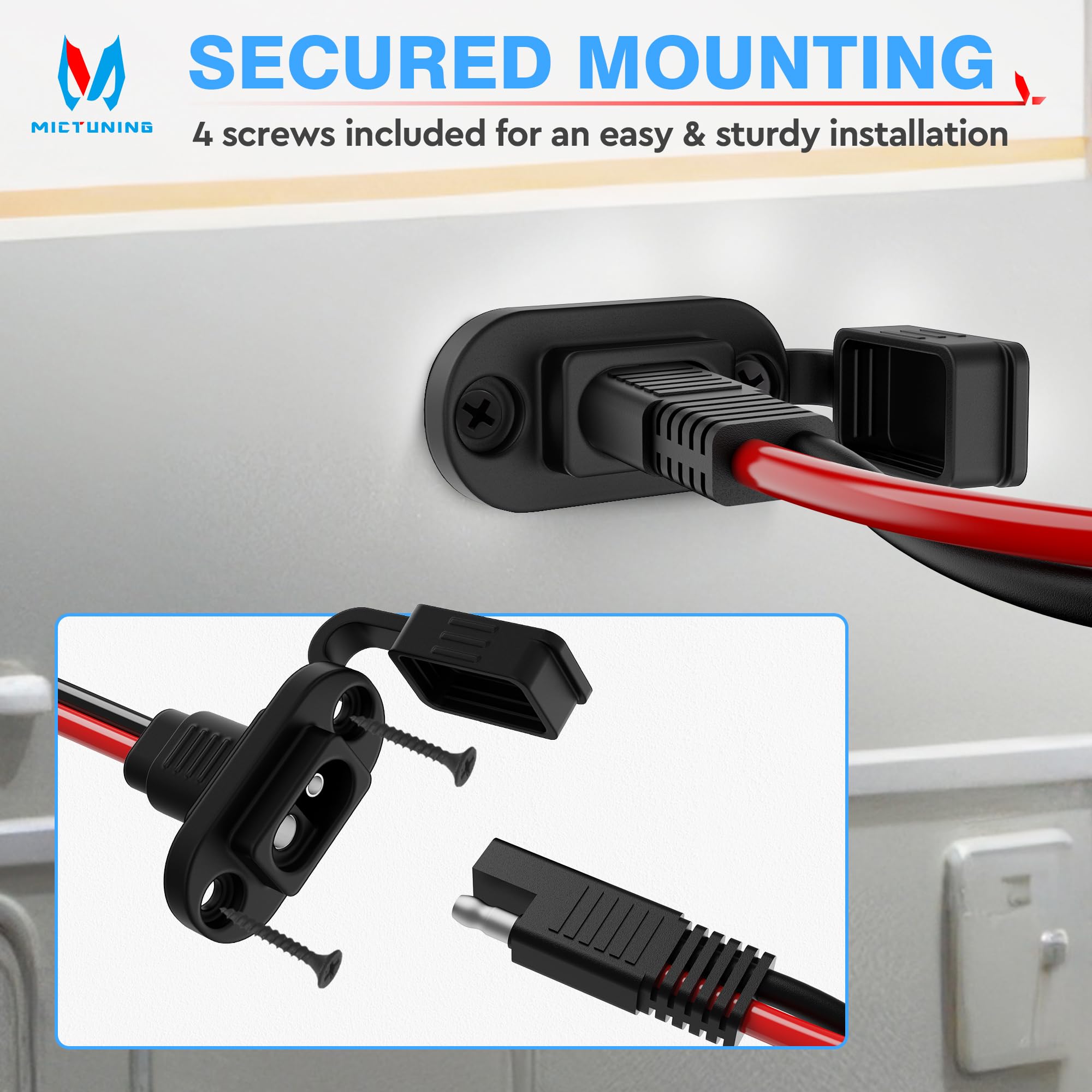 Snapklik.com : MICTUNING 2PCS 1.5FT 12AWG Power SAE Socket Sidewall ...