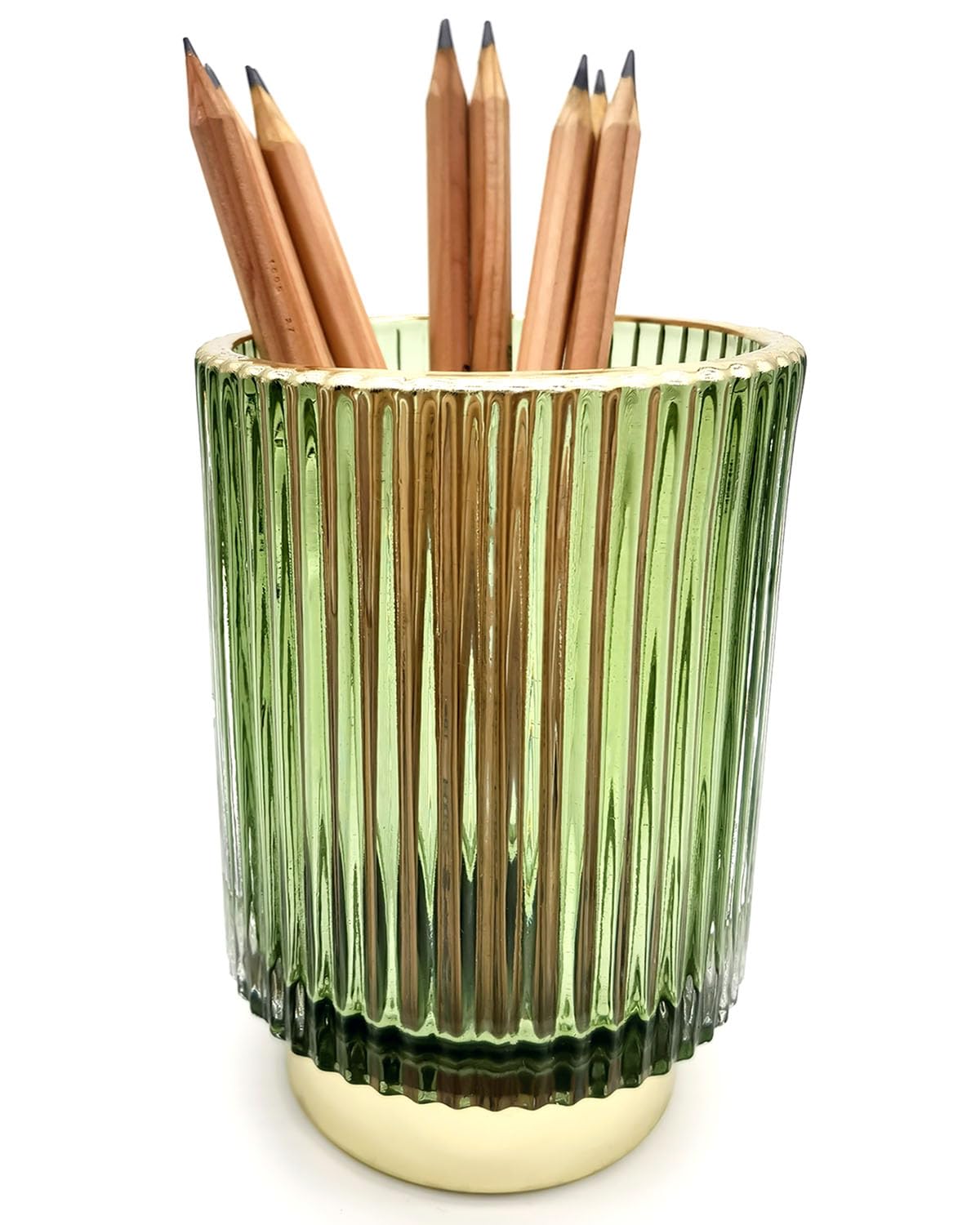 Amazon.com : ANXINZENITH Large Capacity Pen and Pencil Holder,Gold-Edged Thickened Striped Pen ...