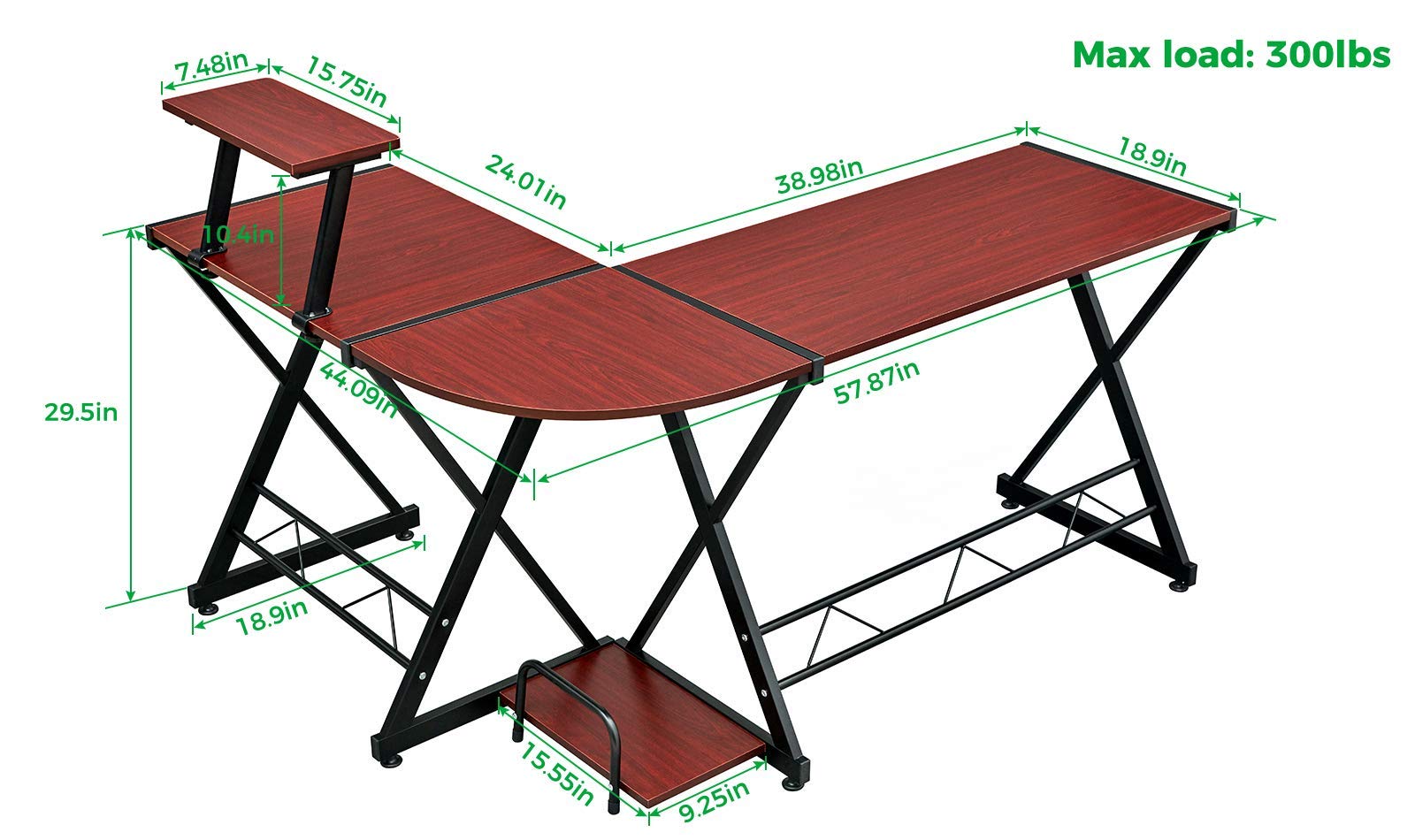 $24/mo - Finance GreenForest L Shaped Desk 58” Reversible Corner ...
