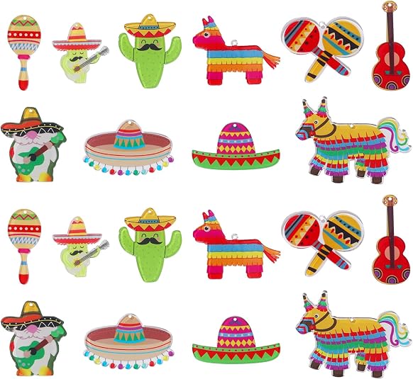 Amazon.com: Pineraap 20 Pieces 10 Styles Mexican Fiesta Charms Cinco De ...