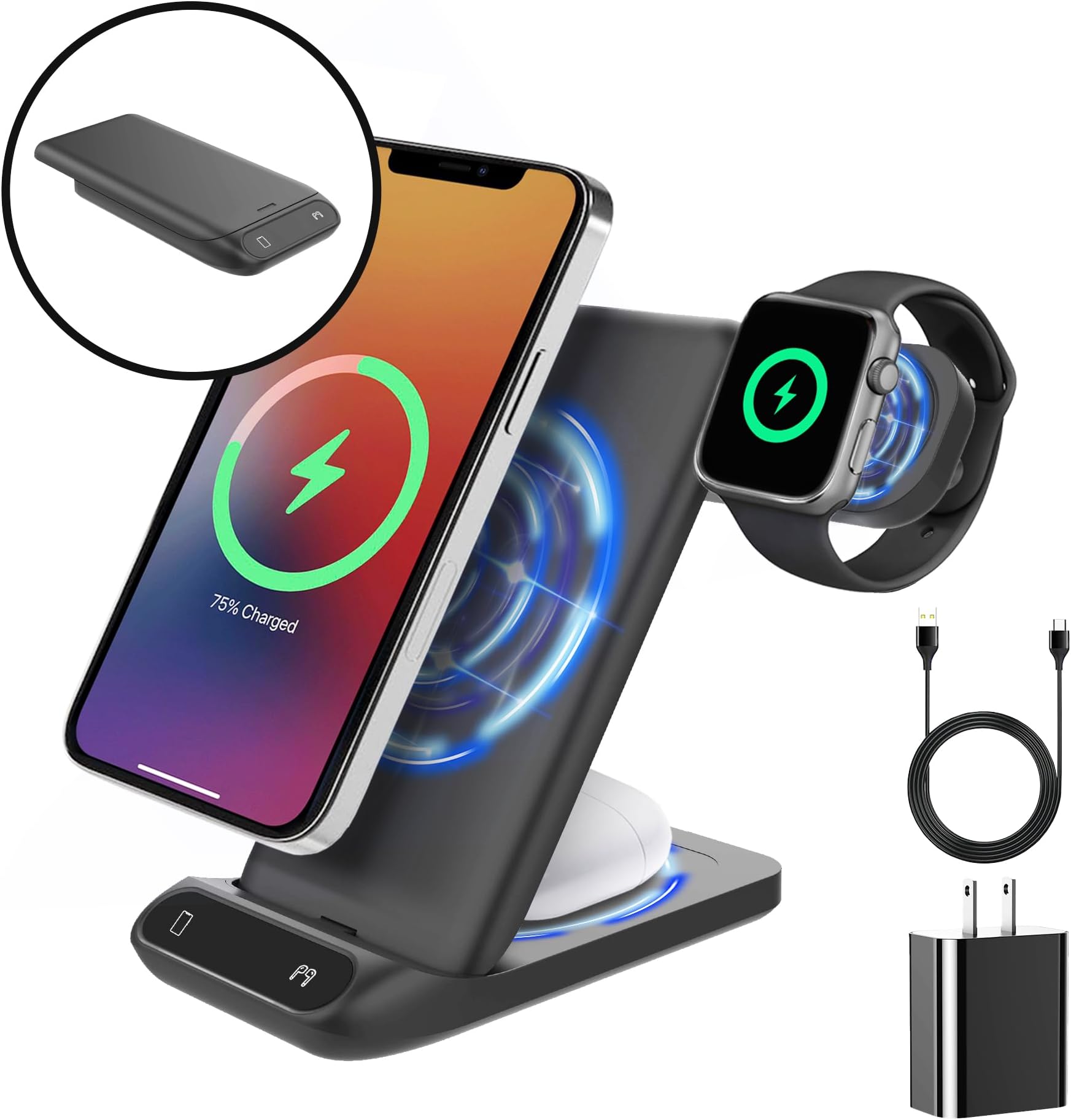 Amazon.com: SCONEYZ Wireless Charging Station 3 in 1 Wireless Phone and ...
