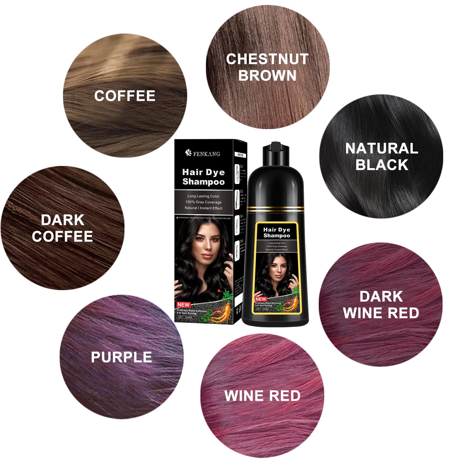 KILOMETS FENKANG – Champú de tinte para el cabello café claro, champú ...