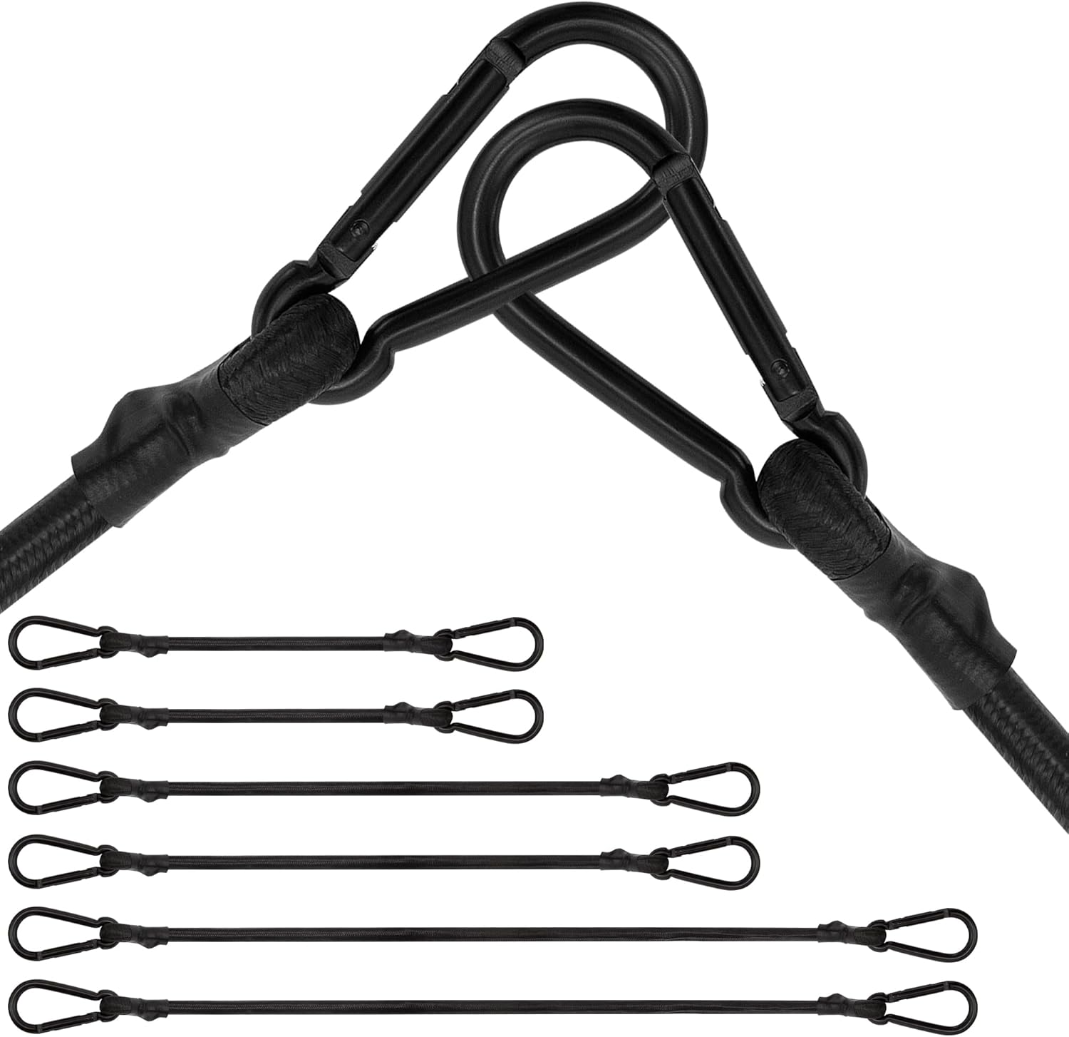 Bungee Cords with Carabiner Clips, 6 Pack Long Heavy Duty Carabiner ...