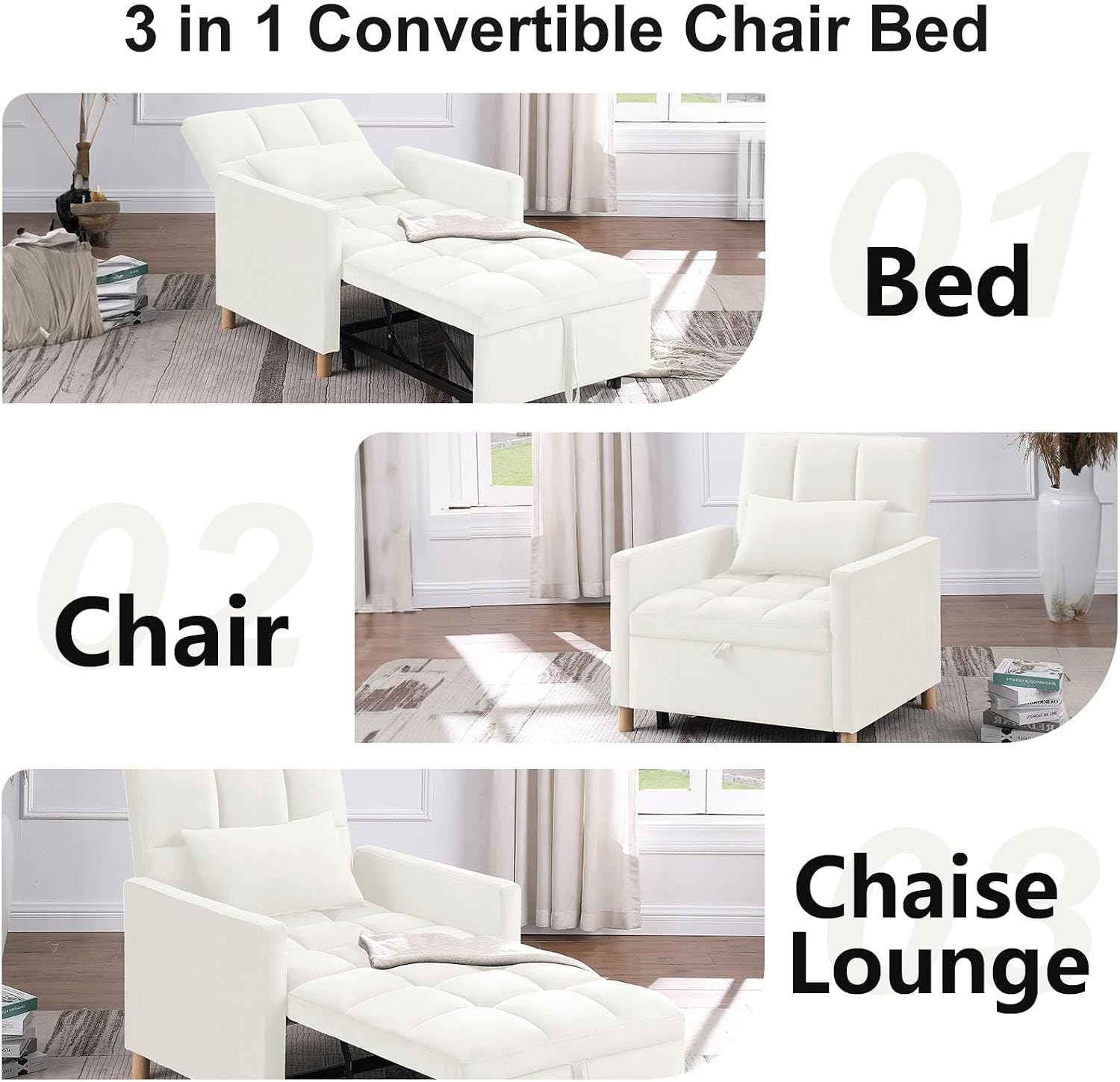 Silla convertible cama, silla convertible 3 en 1, sofá cama, sofá ...