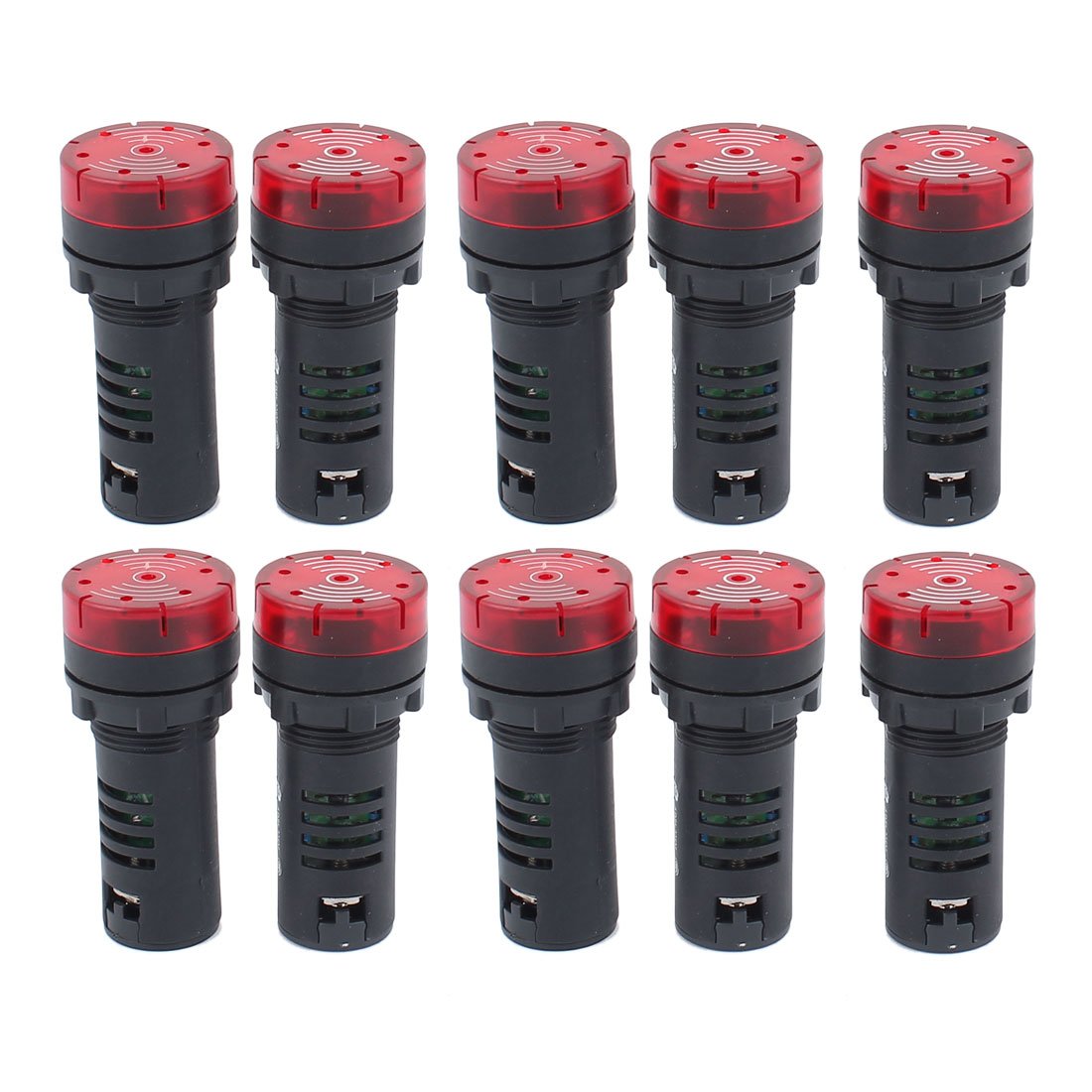 Uxcell 10 Pcs AC/DC 24V Red LED Buzzer Alarm Accident Signal Pilot Lamp ...