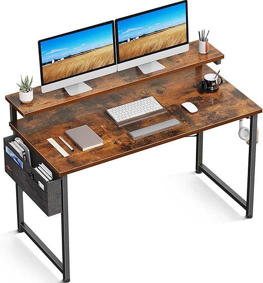 Amazon.com: ODK Computer Desk with Adjustable Monitor Shelves, 48 inch ...
