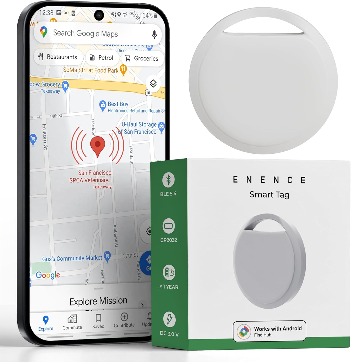 Amazon.com: Enence Smart Tracking Device Tag for Keys, Wallet, Luggage ...