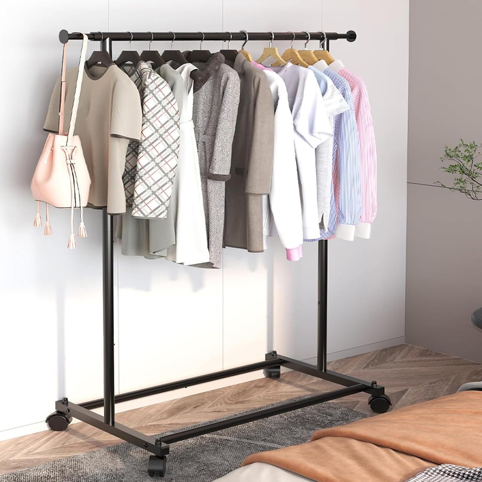 SONGMICS Perchero Burro con Ruedas, Perchero de Ropa, 40.5 x 74 x 158 ...