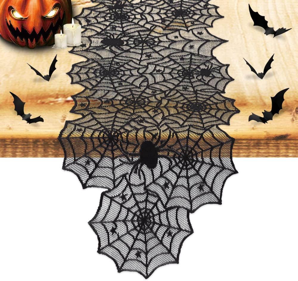 Amazon.com: Juvale 2-Pack Black Spider Web Table Runner, Spider Web ...