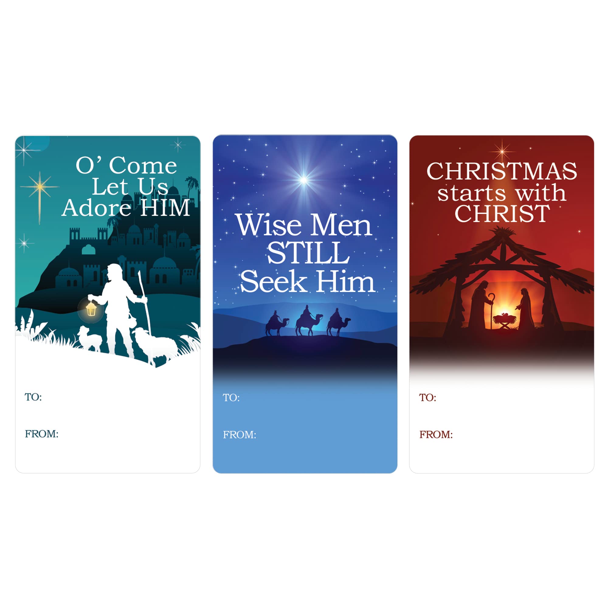 Amazon.com: Religious Christmas Peel and Stick Gift Tags, Holy Family ...