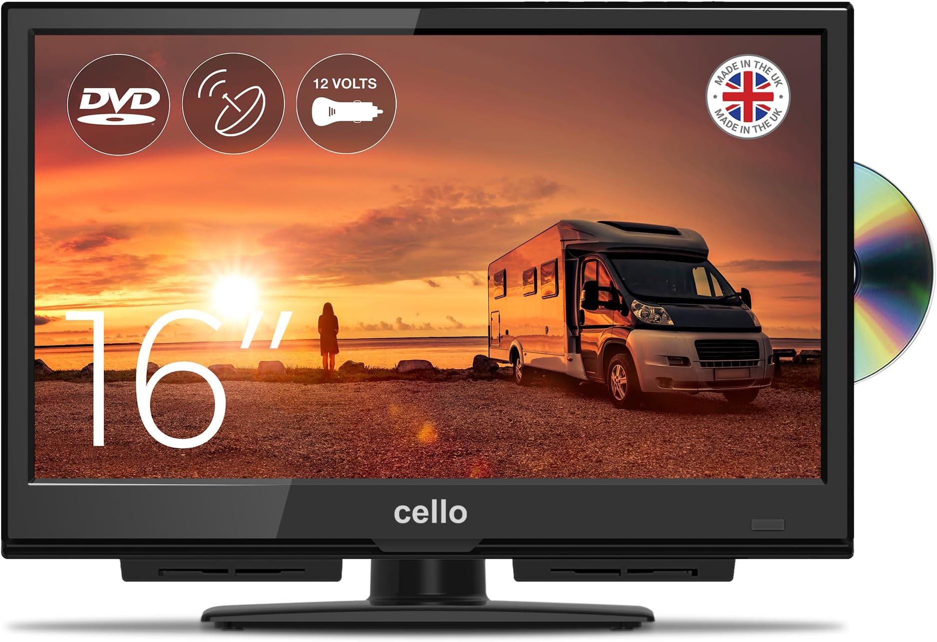 Cello 12 Volt 16 inch LED TV Made in the UK 2024 with Built-in DVD ...