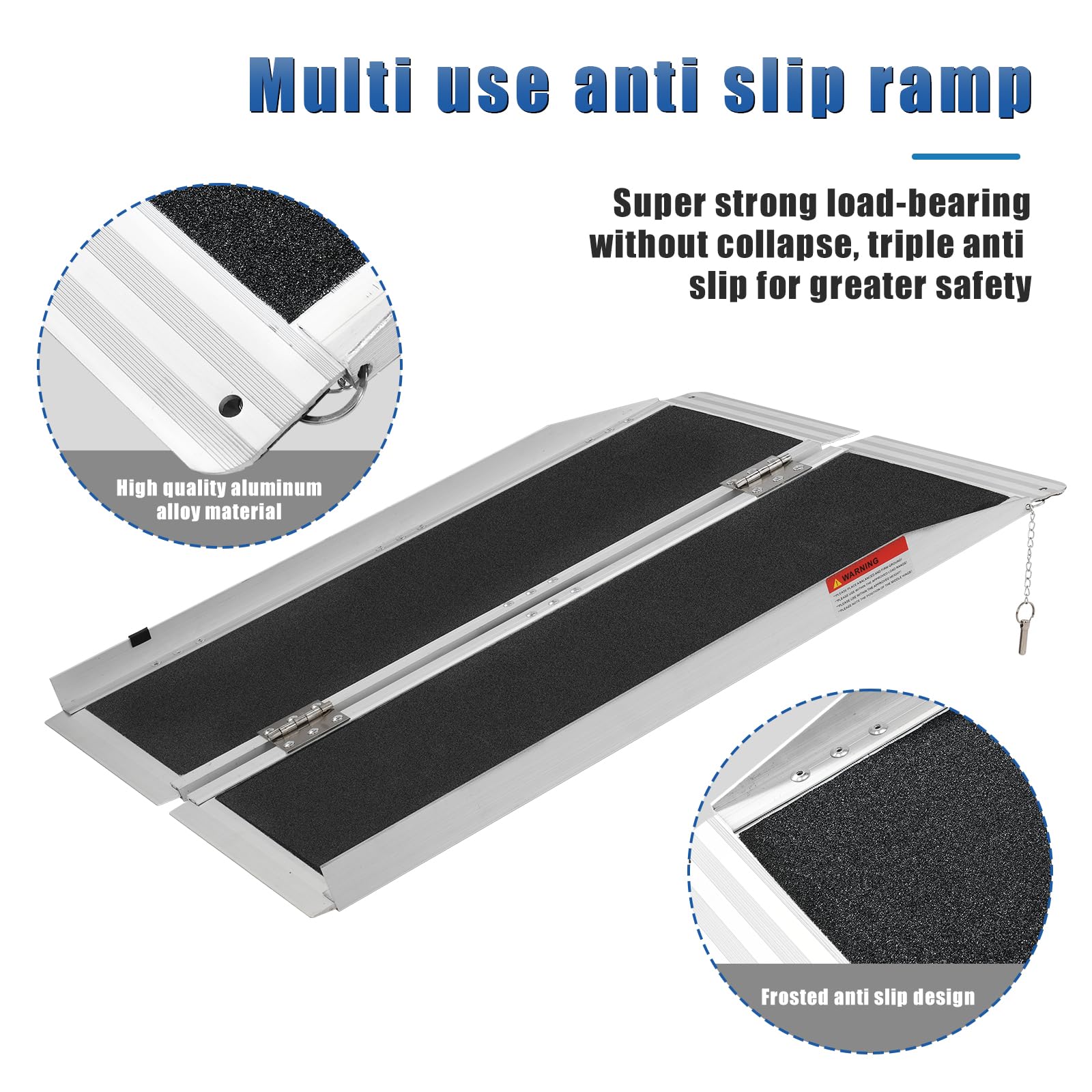 Portable Wheelchair Ramp 3FT, Double Non-Slip, Aluminum Collapsible ...