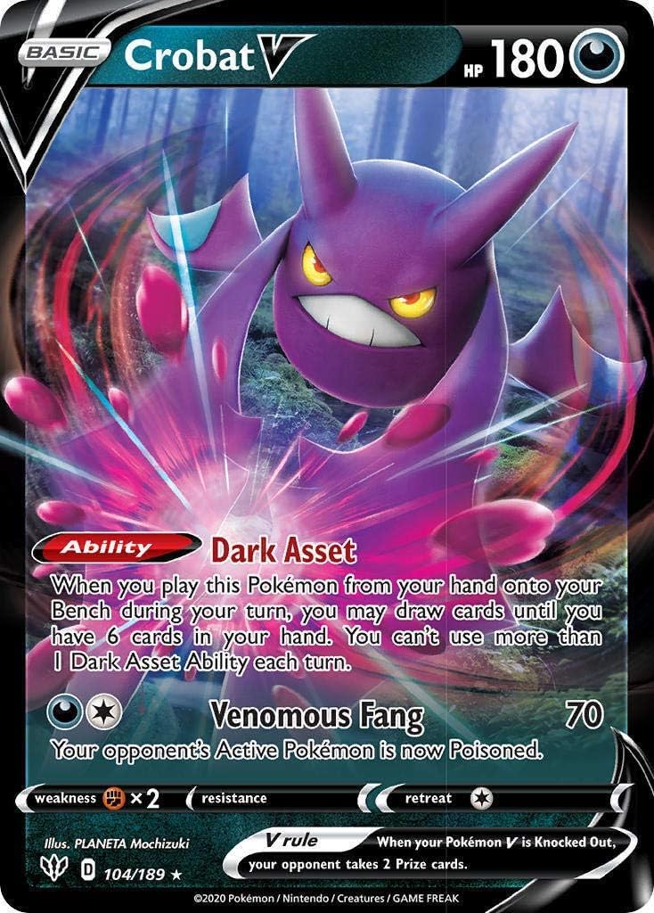 Carte Pokémon Crobat Crobat V (Half) 104/189 | Darkness Ablaze
