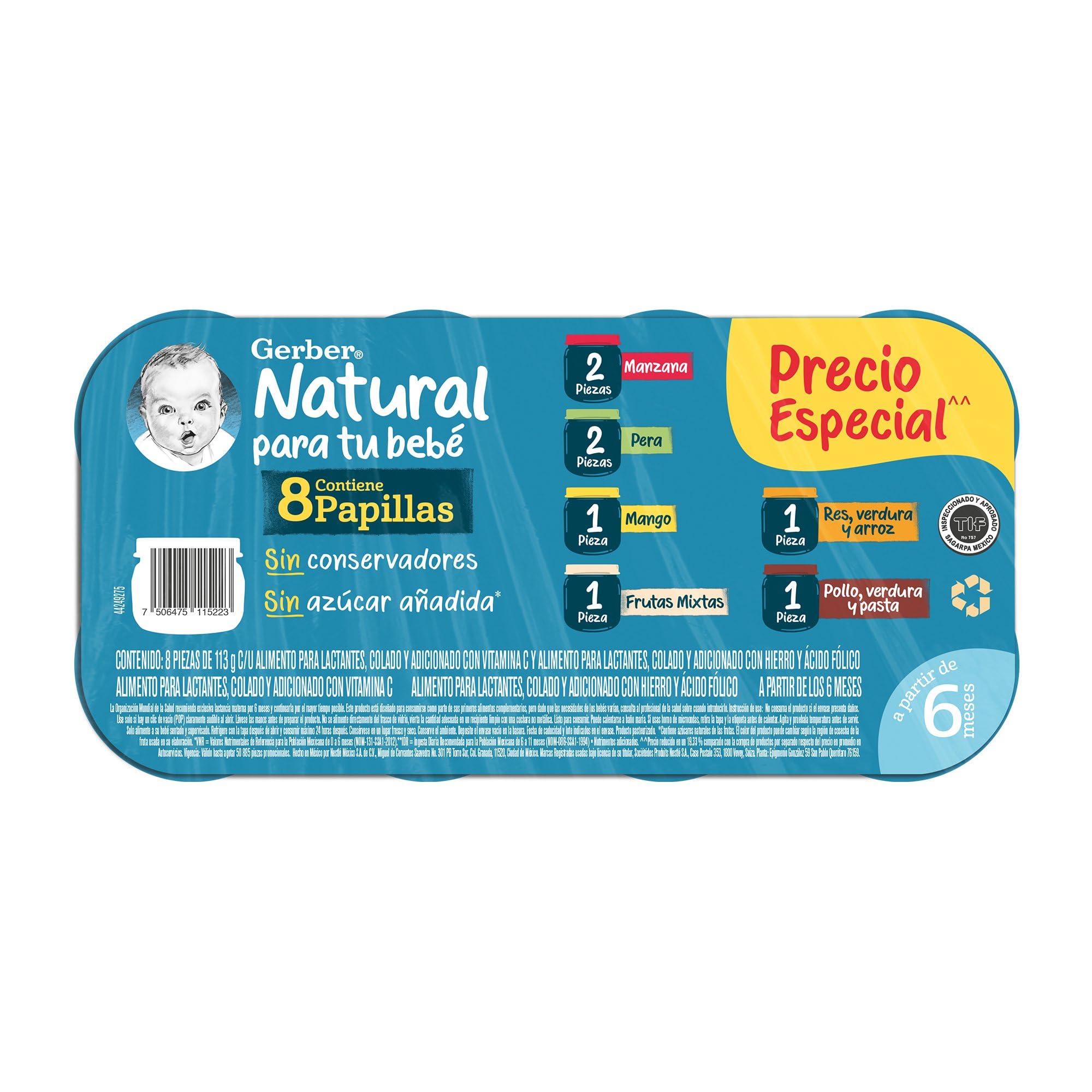Papilla Gerber Variedad de Sabores 8 piezas 113g c/u : Amazon.com.mx: Bebé