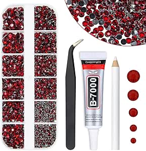 Amazon.com: qiipii Dark Red Crystal Maroon Resin Rhinestones w B7000 ...