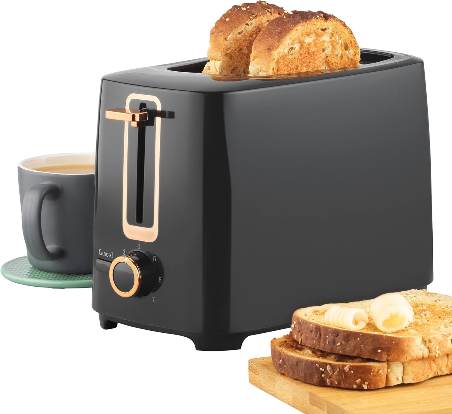 Progress EK5037P 2-Slice Toaster – Black & Rose Gold Compact Design ...