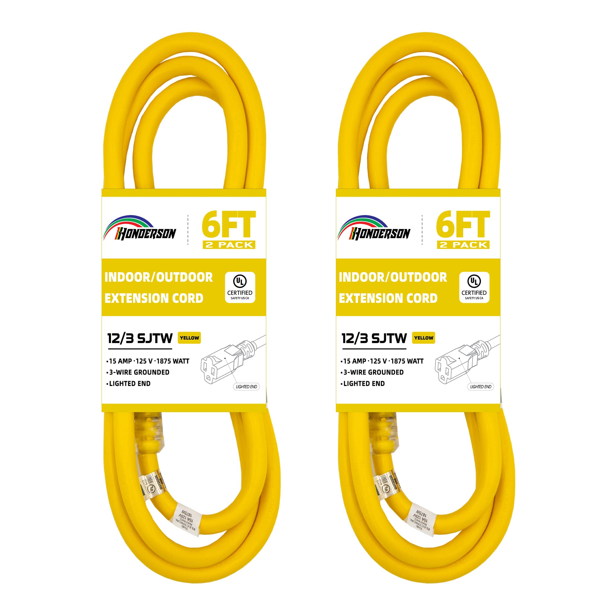 Snapklik.com : HONDERSON 2 Pack 6FT 12/3 Lighted Outdoor Extension Cord ...