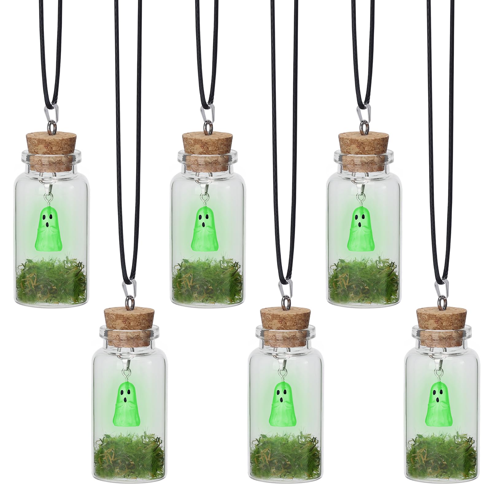 Yussti 6 Packs Ghost Necklace Glow In The Dark Ghost Necklace Funny ...