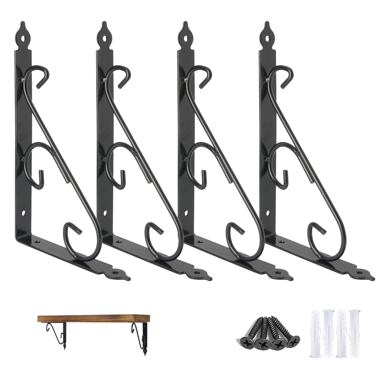 Ouvin Decorative Wall Shelf Brackets 4 Pack 10inch Heavy Duty ...