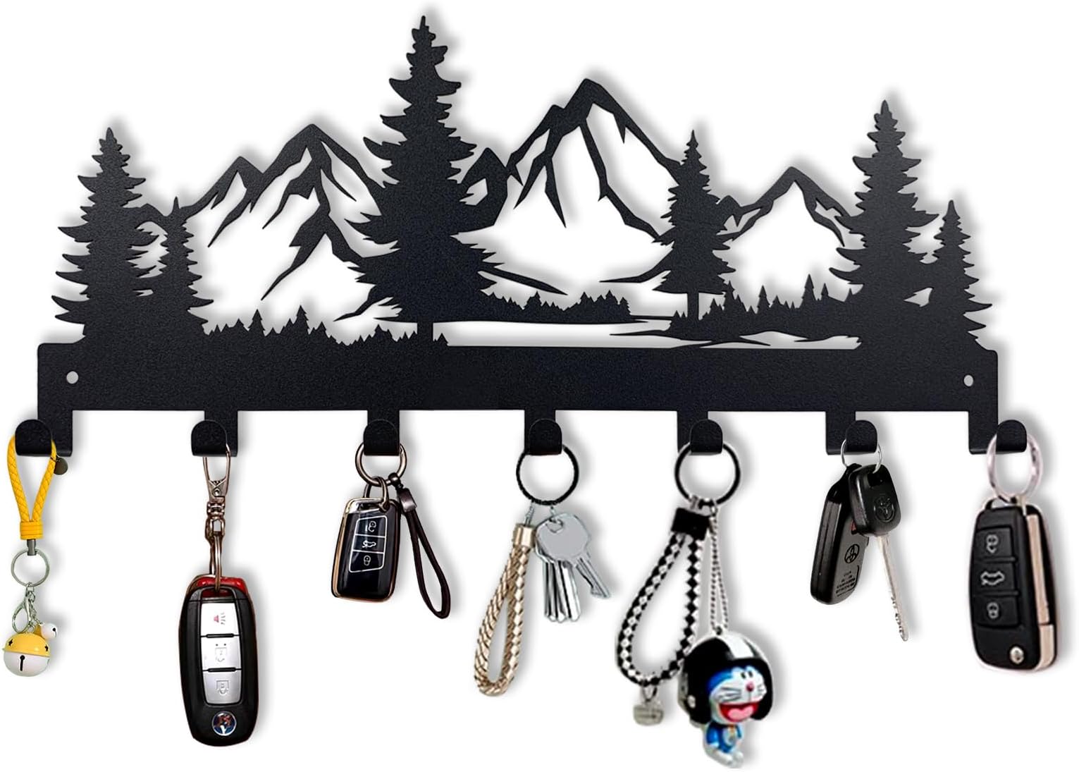 CatTerranM Metal Key Hooks, Wall Mounted, 7 Hooks, Key Organizer Rack ...