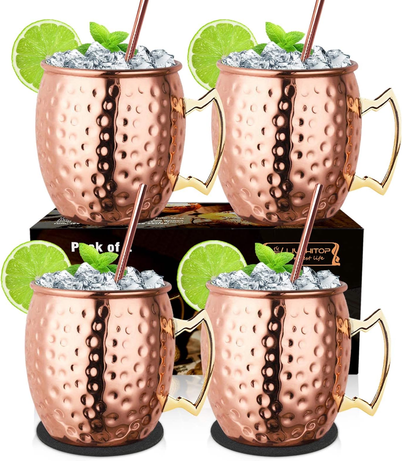 Amazon.com: PR INTERNATIONAL Copper Moscow Mule Mugs Set of 4 Copper ...