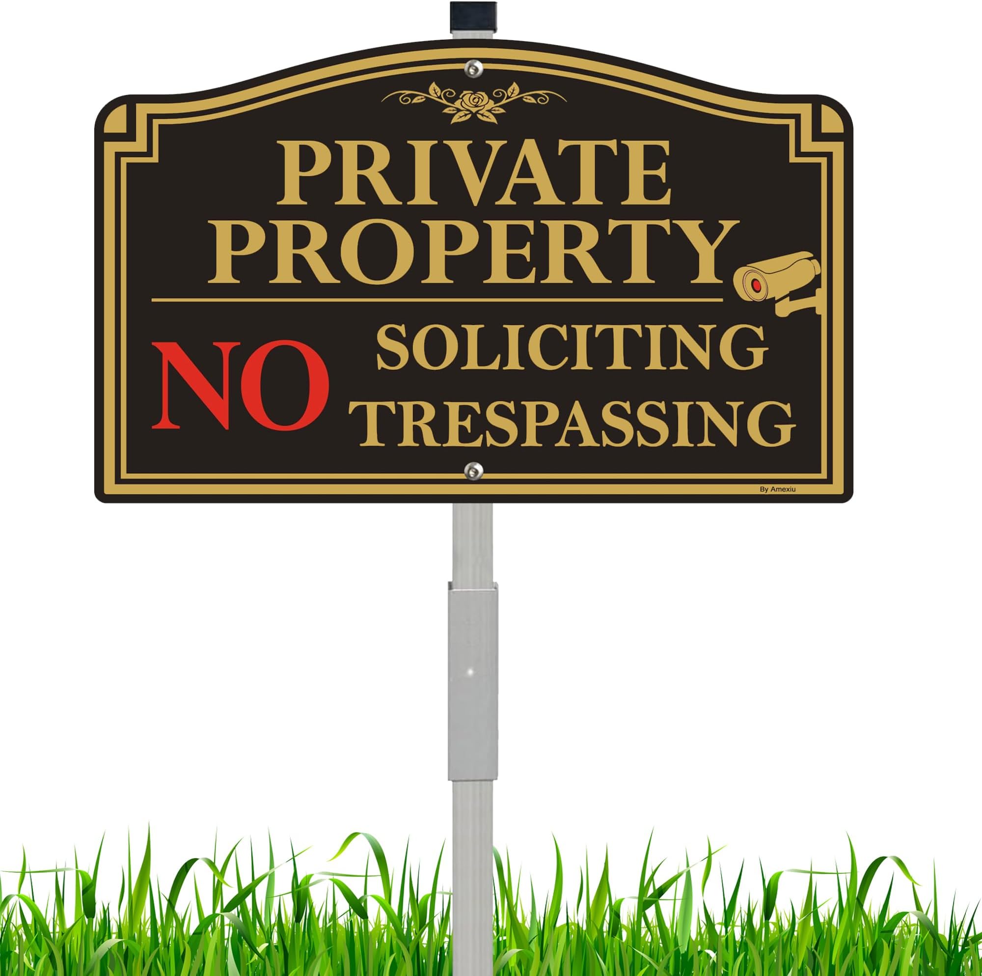Amazon.com: Amexiu No Trespassing Sign Private Property with 28" Alloy ...