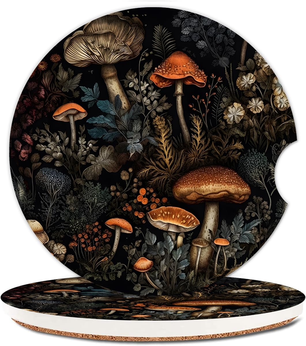 Amazon.com: RoomTalks 4pcs Cute Vintage Mushroom Coasters for Drink ...