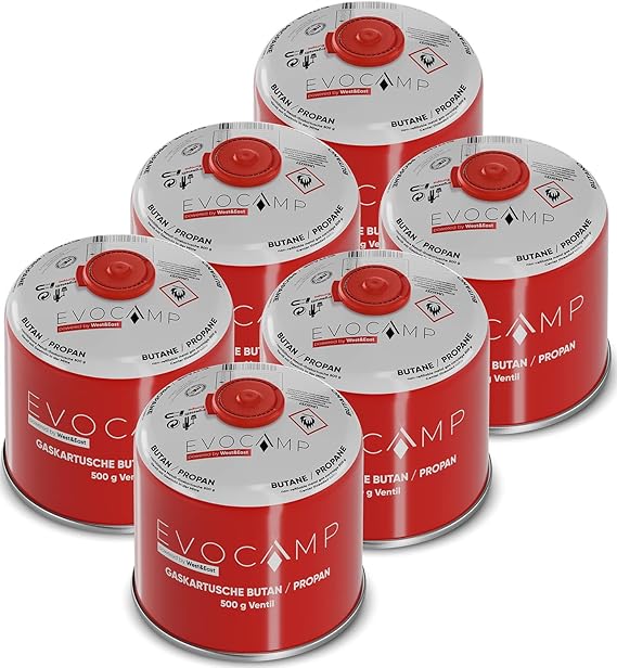 6x Butangas Kartuschen 500g, Schraubkartusche mit Butan/ Propan Gas 1000 ml, Gaskartusche nach ...
