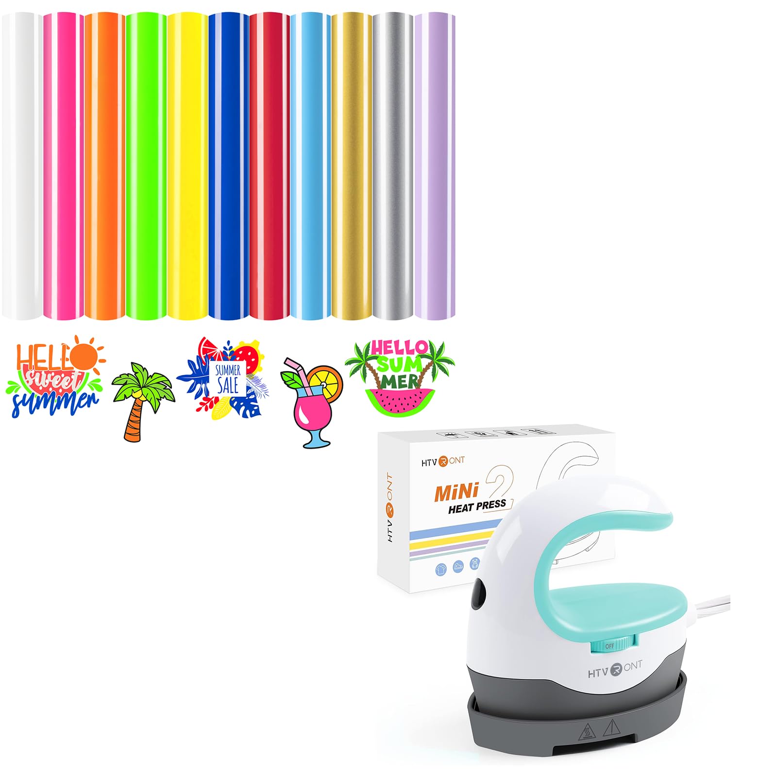 Amazon.com: HTVRONT Heat Press Mini Heat Press Machine & HTVRONT Neon ...