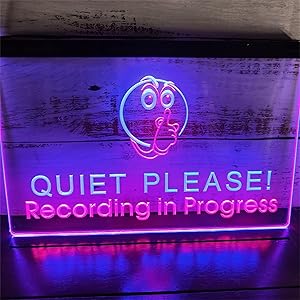 Amazon.com: Quiet Please! Neon Sign Recording In Progress LED Neon ...