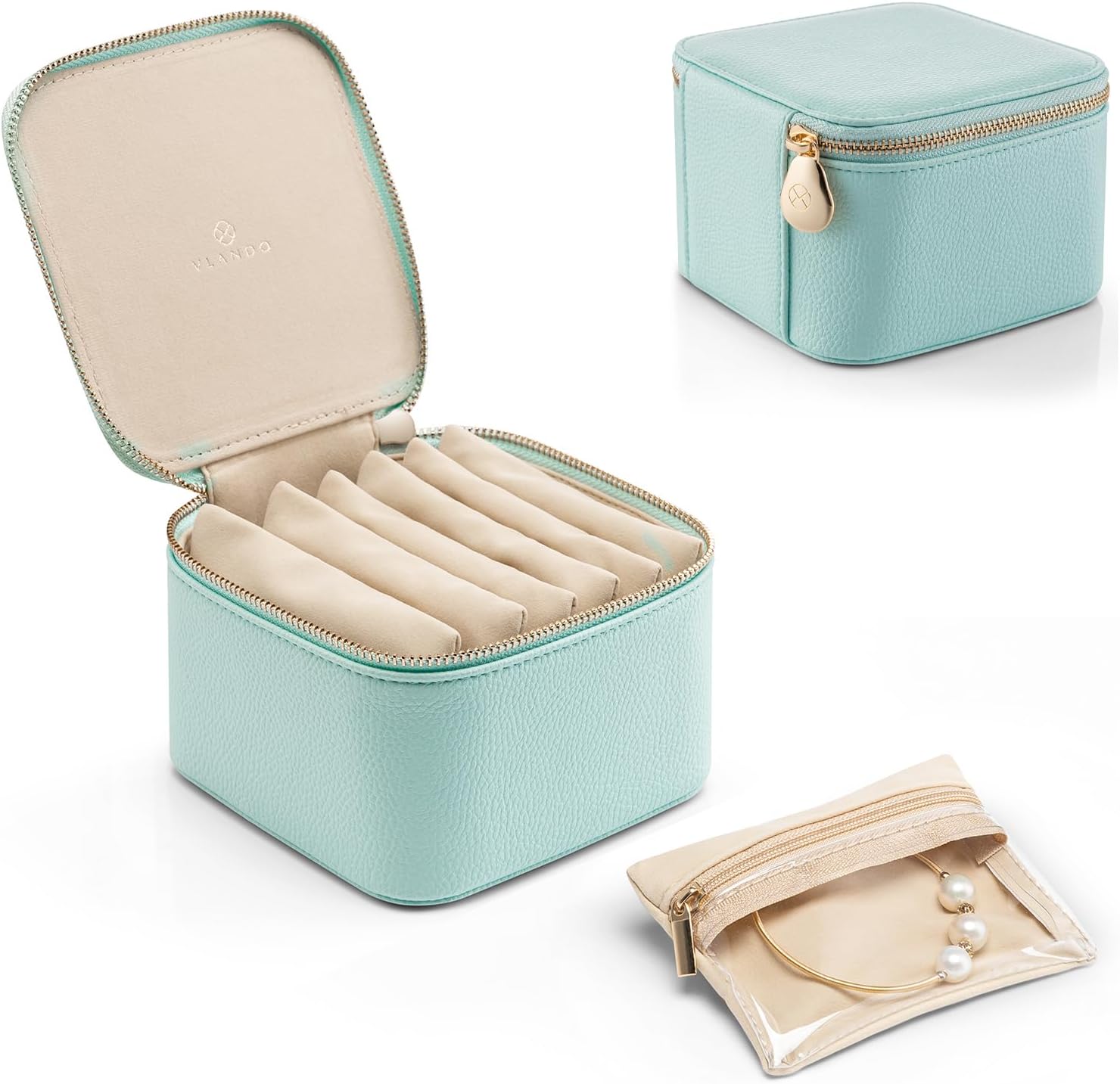 Amazon.com: Vlando Travel Jewelry Box Organizer - 6 Small Velvet Zipped ...