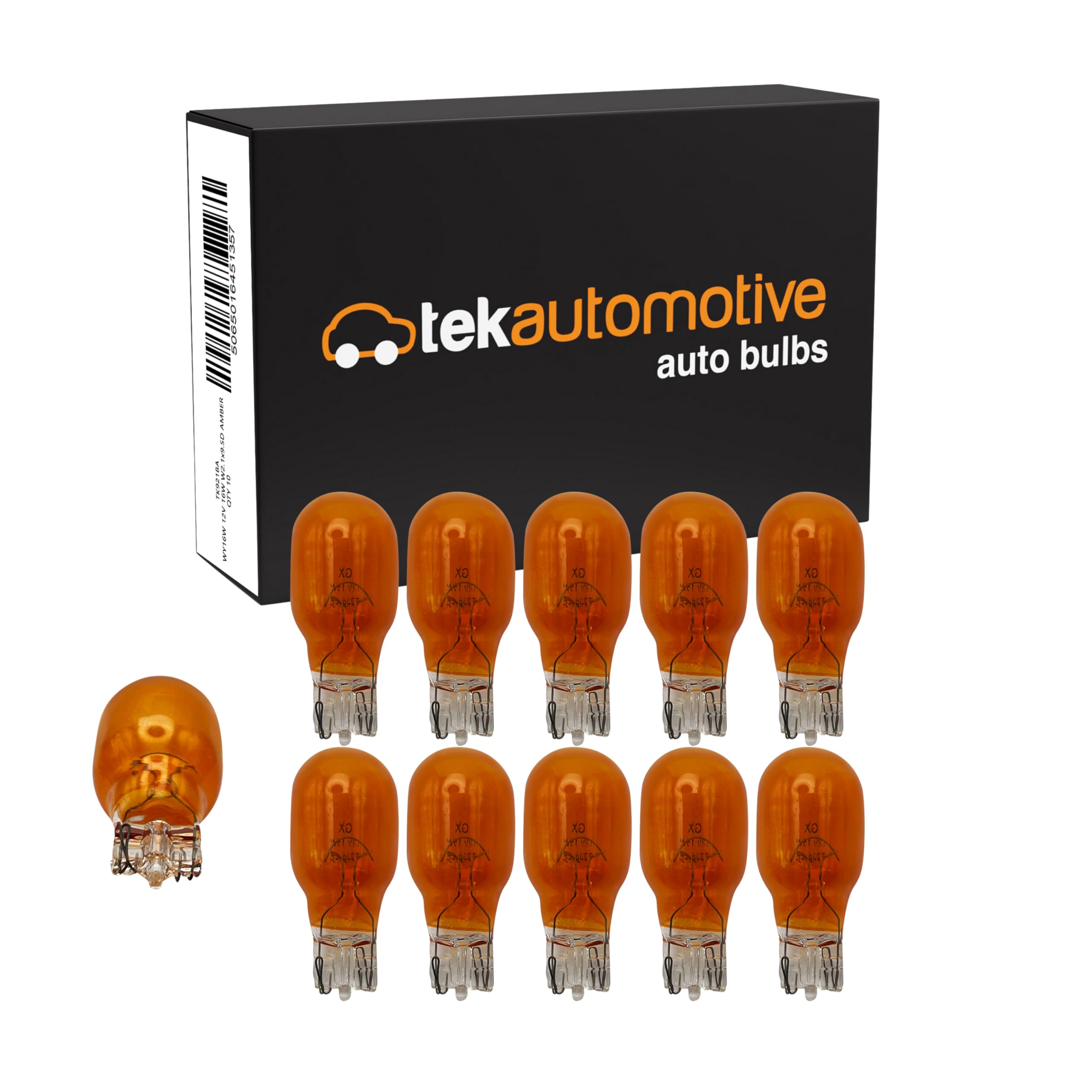 Tek Automotive 958 WY16W Amber Car Light Bulbs, Orange Indicator Bulbs ...