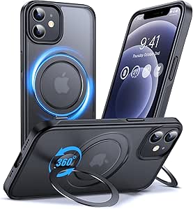 Amazon.com: Anqrp 360° All-in-ONE Stand Case for iPhone 12/12 Pro Case with Rotatable Magnetic ...