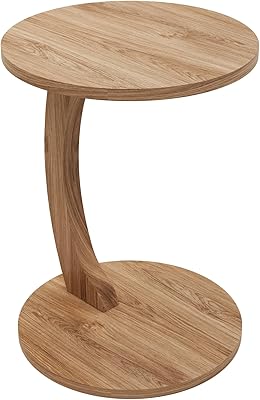 Amazon.com: C-Shaped Round End Table with Rolling Wheels - C-Type ...