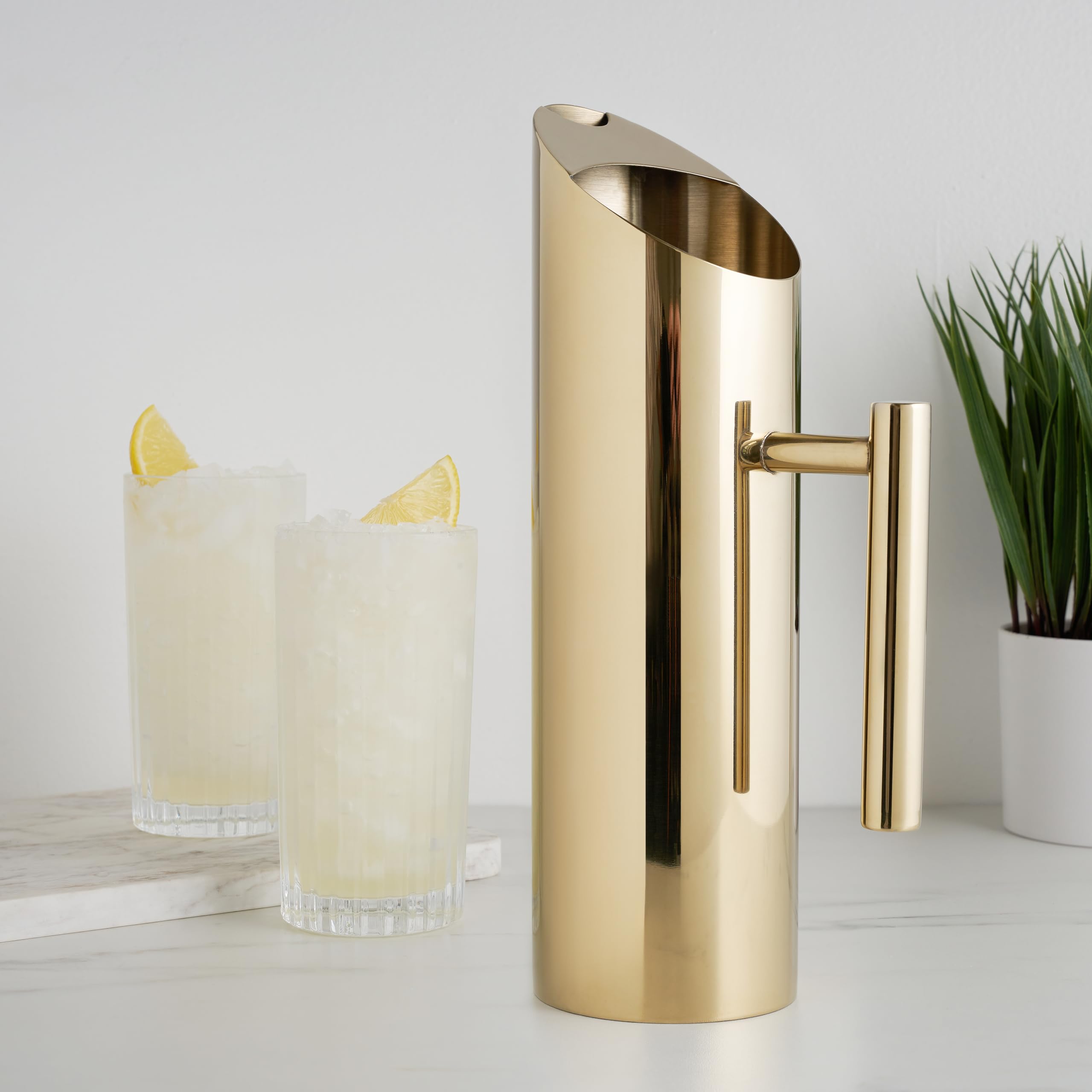 Snapklik.com : Modern Stainless Steel Pitcher, Gold Plated Metal Carafe ...